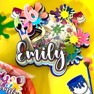 Paint Party Splatter Cake Topper/art Party Cake Topper/paint Shaker ...