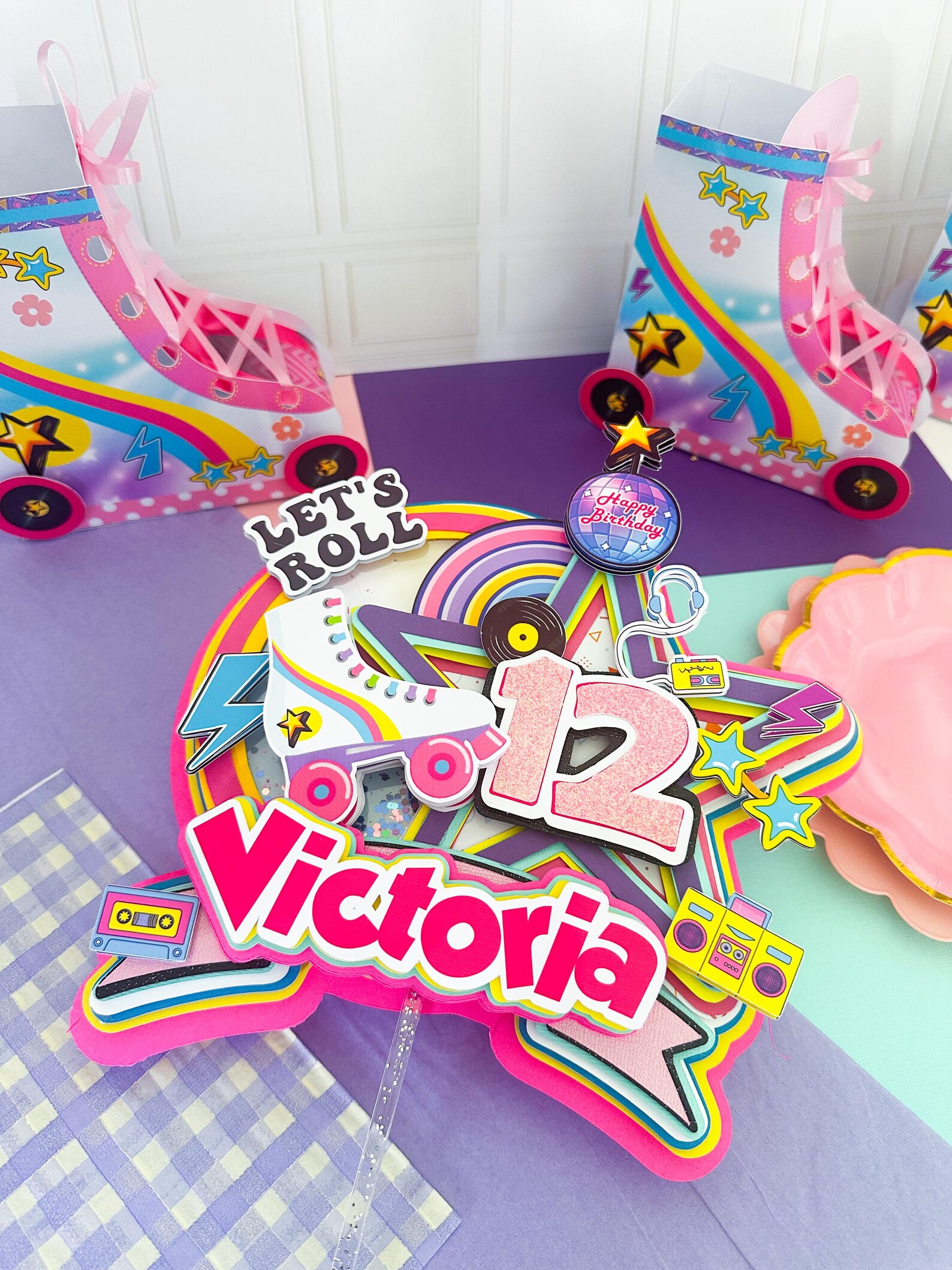 Roller Skate Cake Topper,skate Cake,roller Skate Birthday,supplies ...