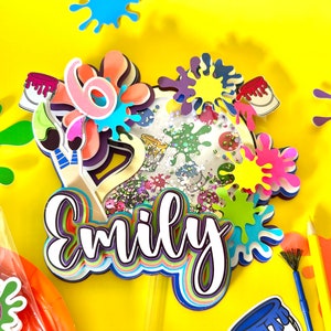 Paint Party Splatter Cake Topper/art Party Cake Topper/paint Shaker ...