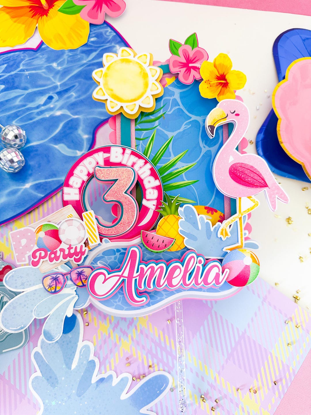 Pool Party Cake Topper/summer Party Cake Topper/splish Splash Cake ...