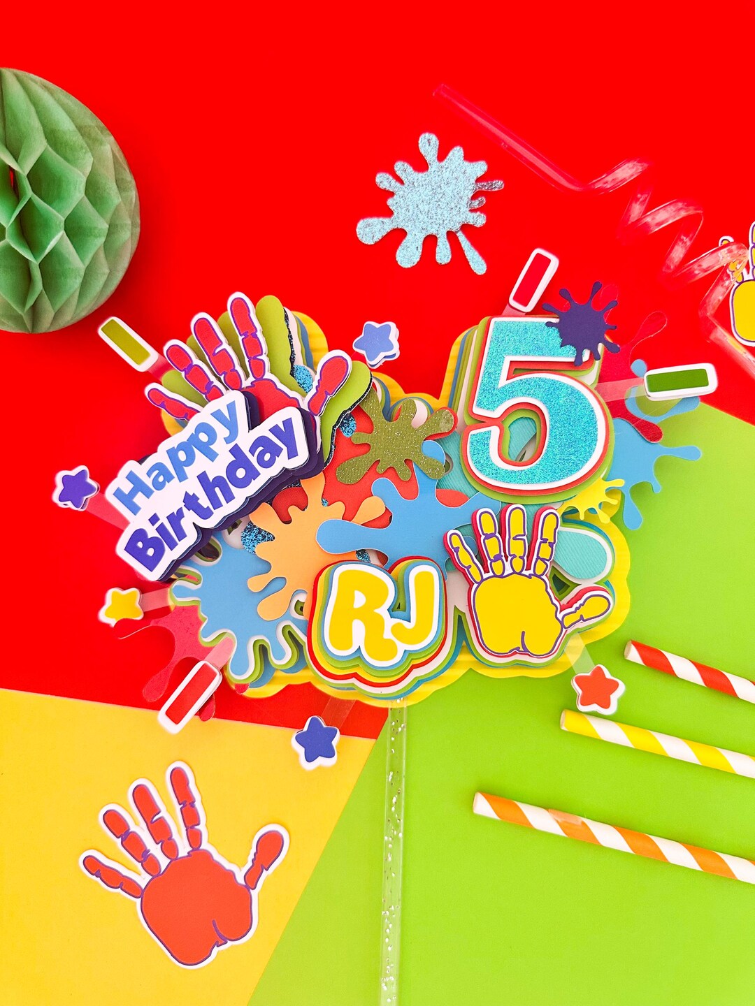 Hi Five Cake Topper,hi Five Birthday Decoration, Hi Five Centerpieces ...