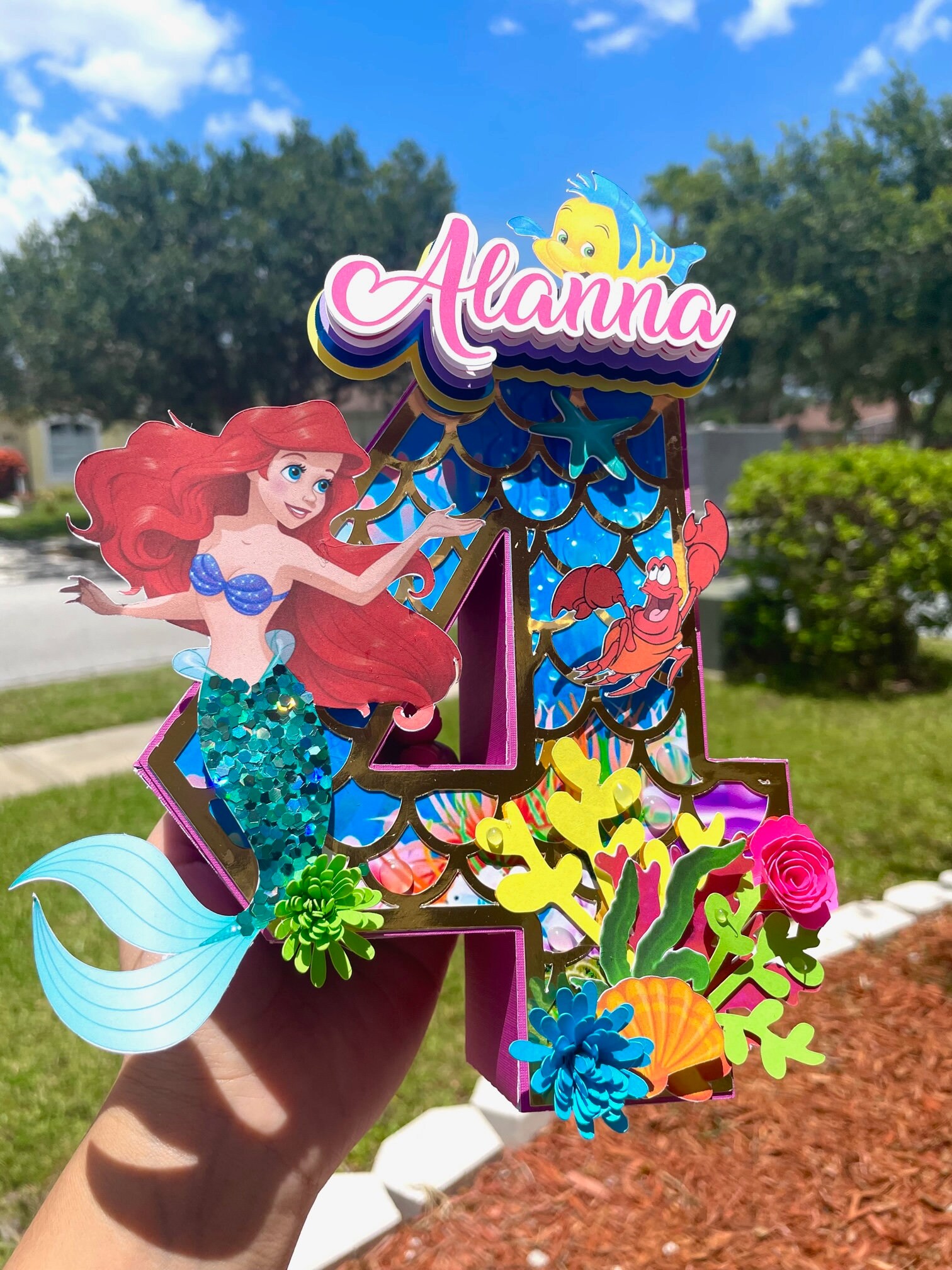 Mermaid Cake Topper/mermaid Banner/mermaid 3d Letter/ Mermaid Cupcake ...