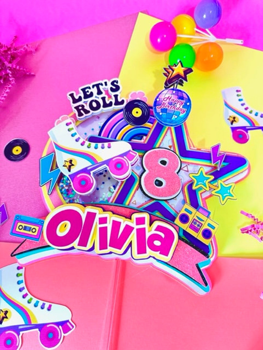 Roller Skate Cake Topper,skate Cake,roller Skate Favor Boxes,rolling ...