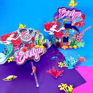 Mermaid Cake Topper/mermaid Banner/mermaid 3d Letter/ Mermaid Cupcake ...