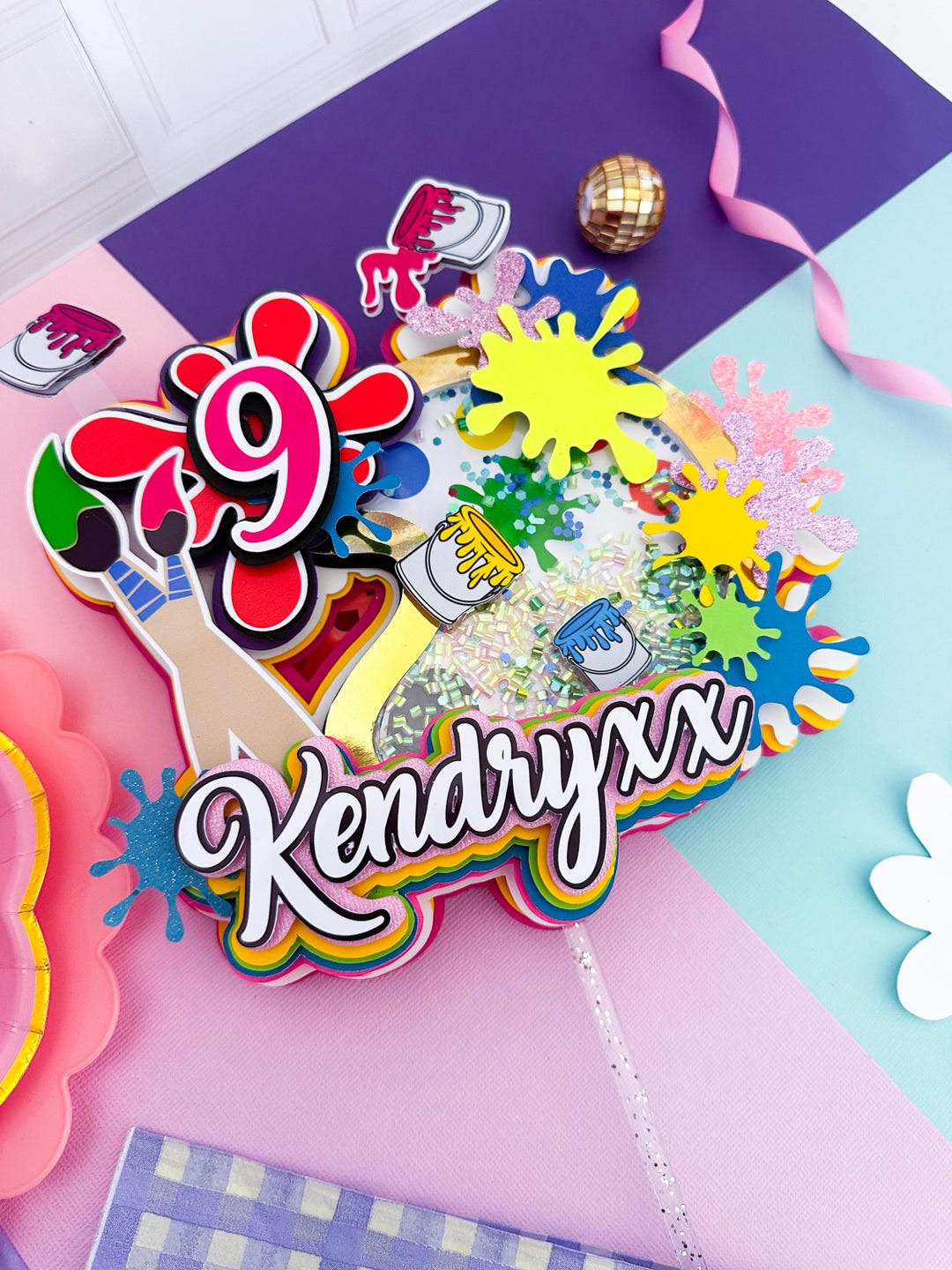Paint Party Cake Topper: Art Splatter Decorations, Paint Favor Boxes ...