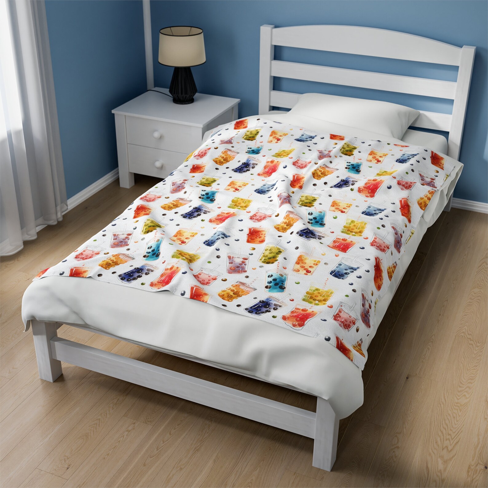 Bubble Tea Plush Blanket Soft & Cozy Blanket for Women, Colorful Style ...