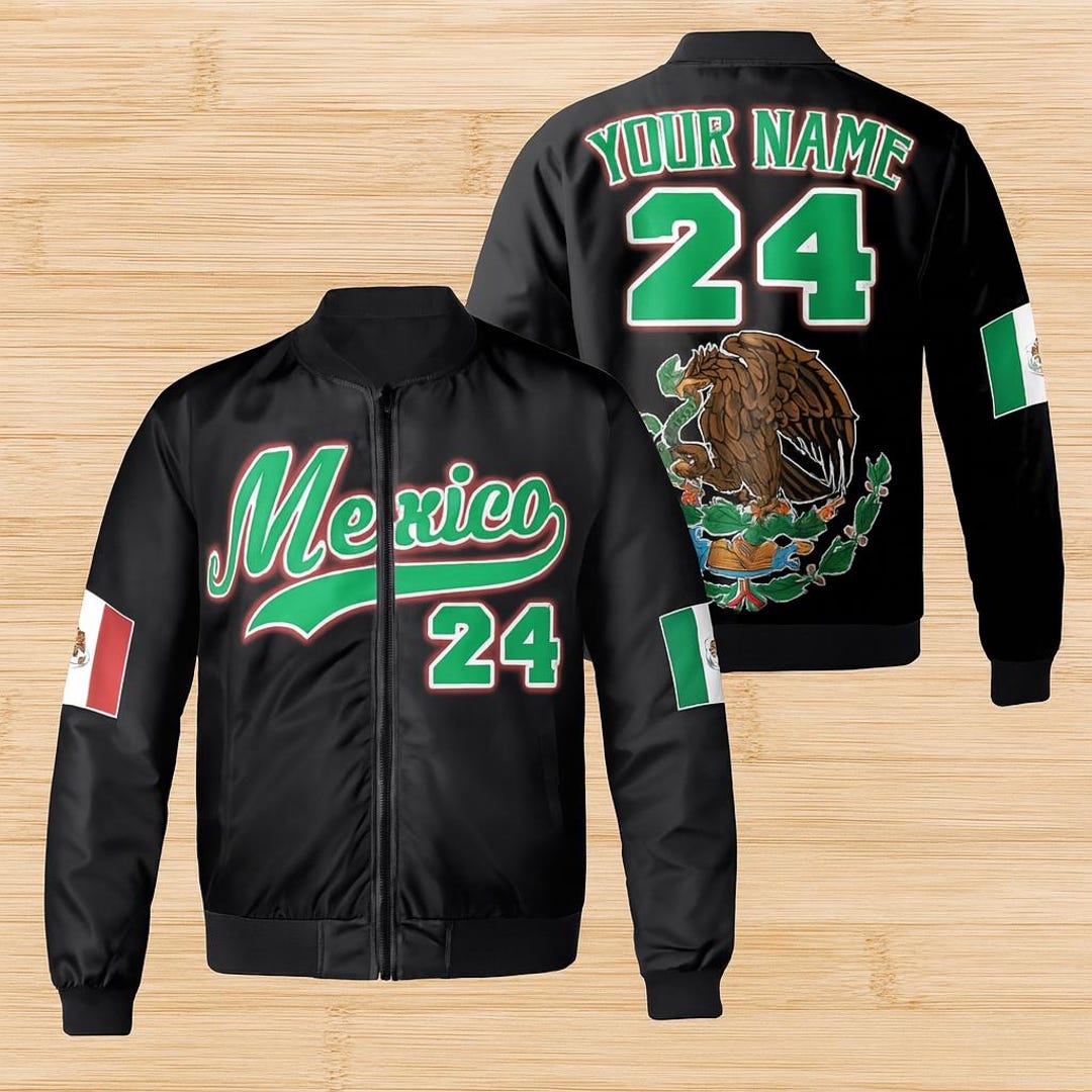 Custom Mexico Bomber Jacket – Mexican Flag & Eagle Design With Name and ...