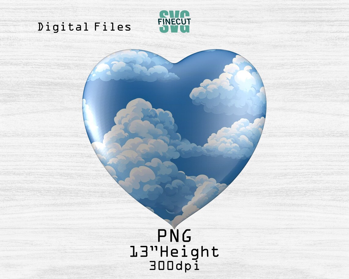 Celestial Heart: Sky Pattern PNG, Heart PNG, Heart Digital Files for ...