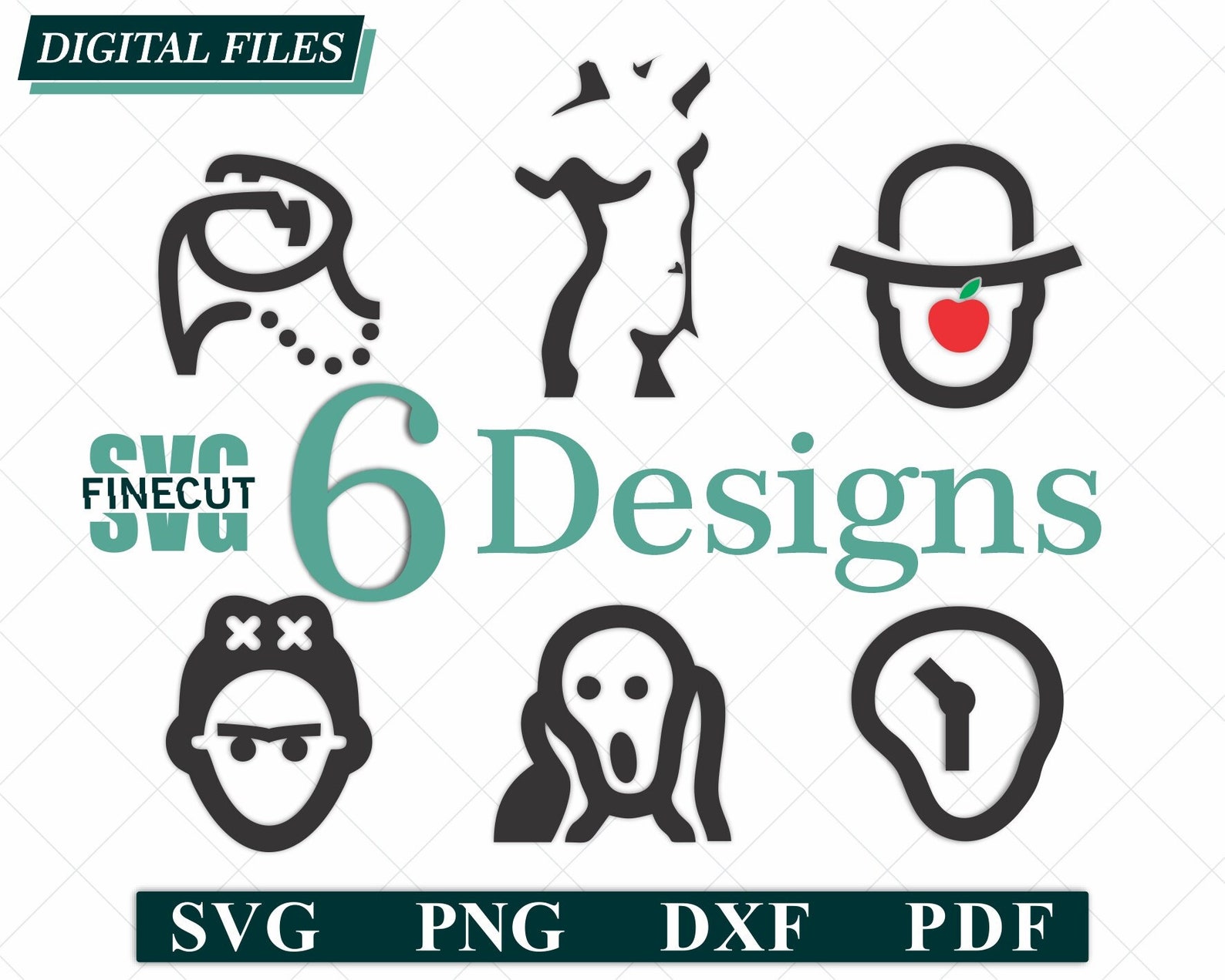 Artists SVG Bundle - Picasso, Michelangelo, Magritte, Kahlo, Munch ...