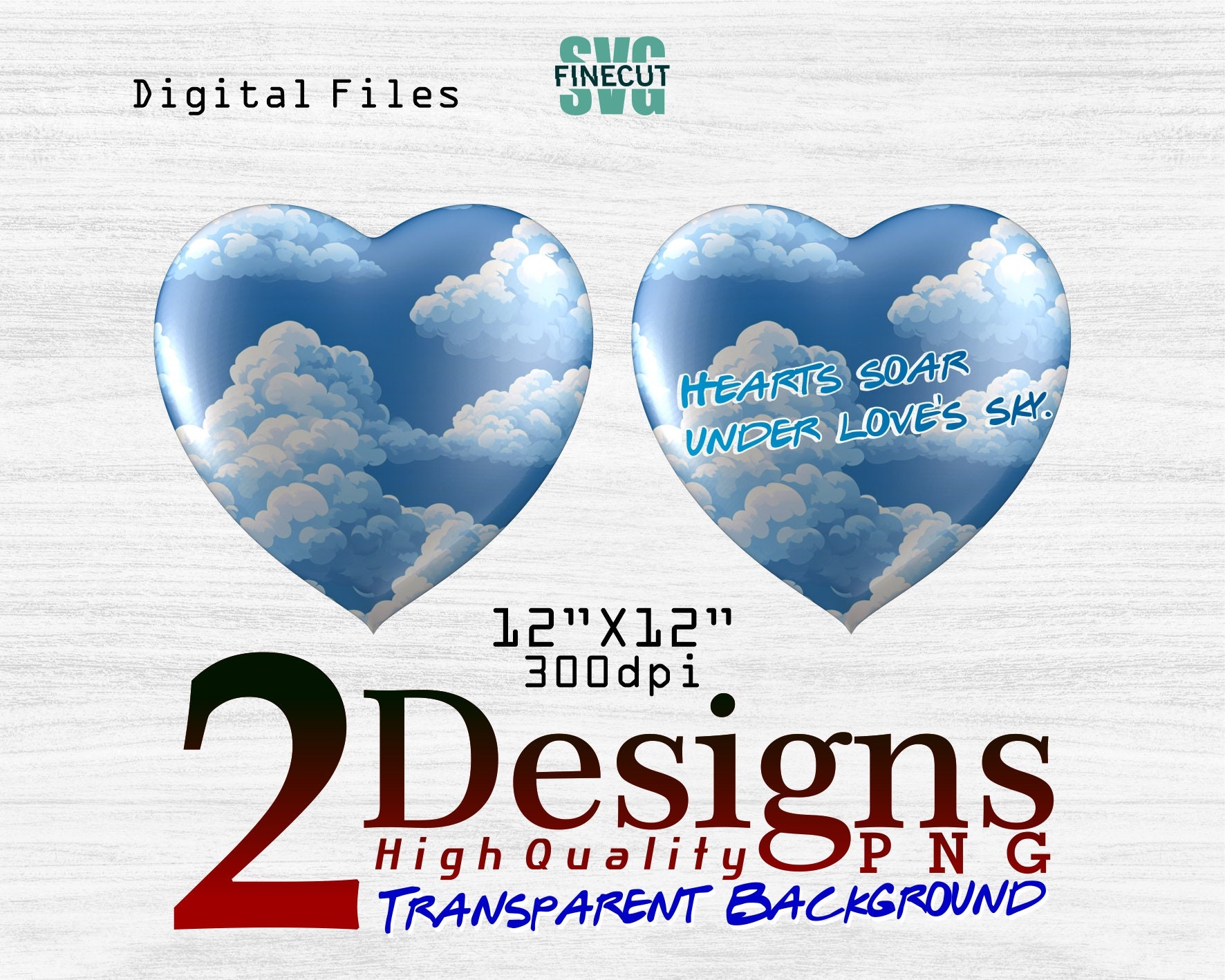 Celestial Heart: Sky Pattern PNG, Heart PNG, Heart Digital Files for ...