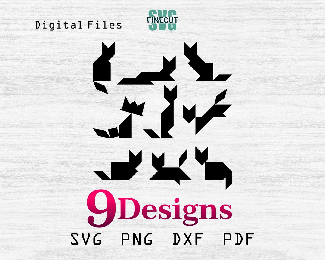 Cat SVG, Cat Tangram, Cat Digital Files for Cricut, Cat Vector Files ...