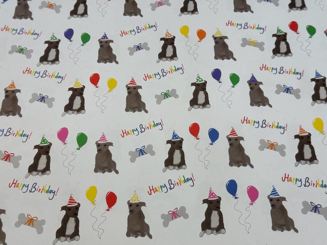 Staffy Lovers Birthday Wrapping Paper, Unique and Adorable! - Etsy