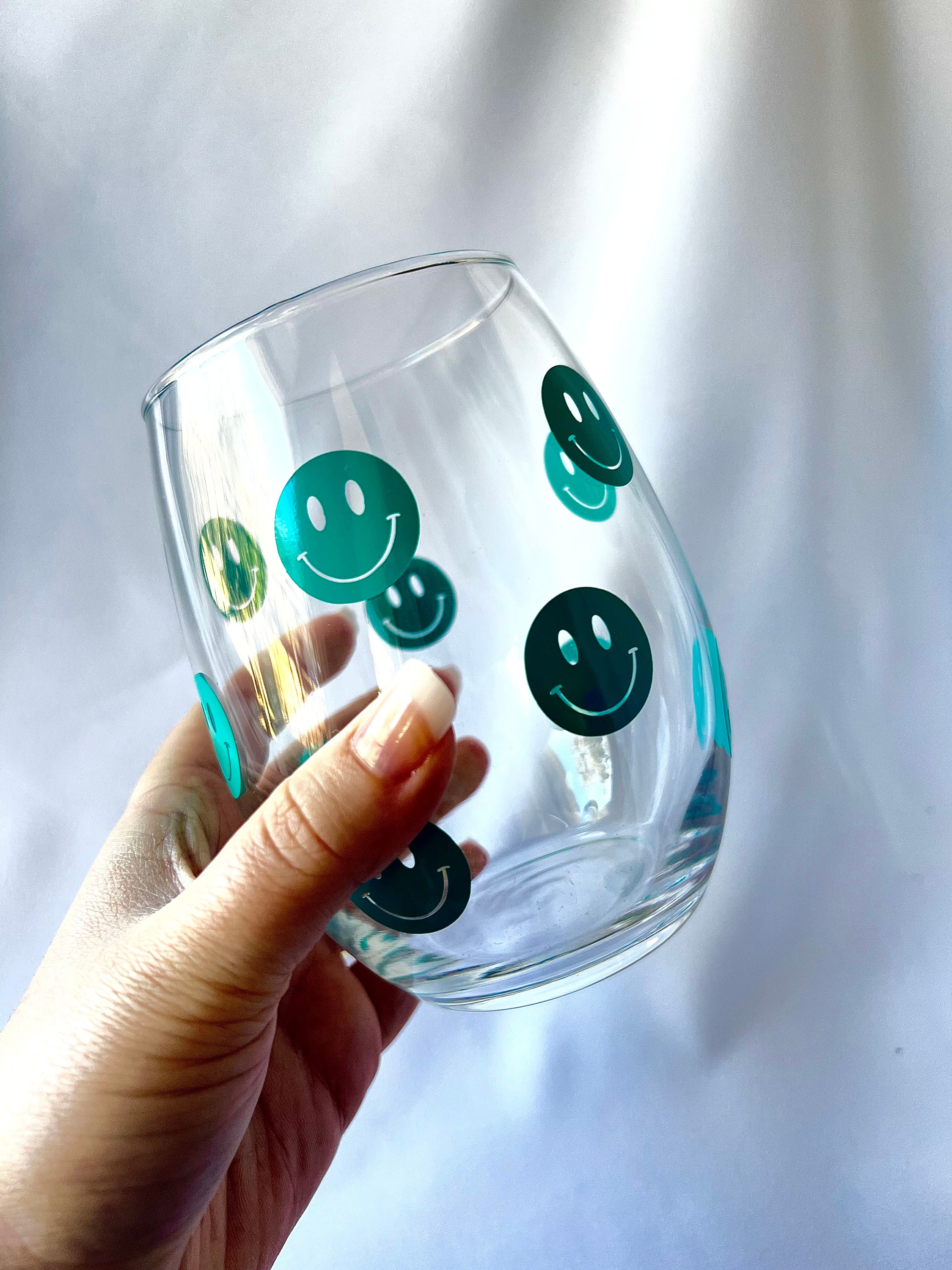 Smiley Face Wine Glass Custom Wine Glass 20oz Wine Glass - Etsy