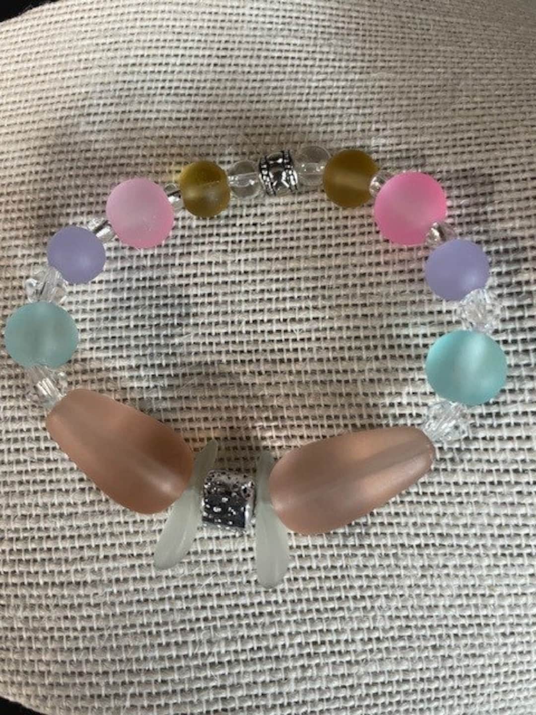 Multi-colored Beaded Bracelet Made With Faux Sea Glass - Etsy