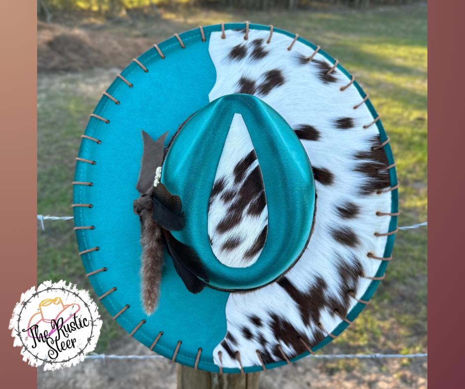 Authentic Cowhide Hand-burnt Large Brim Suede Hat spots/markings on ...