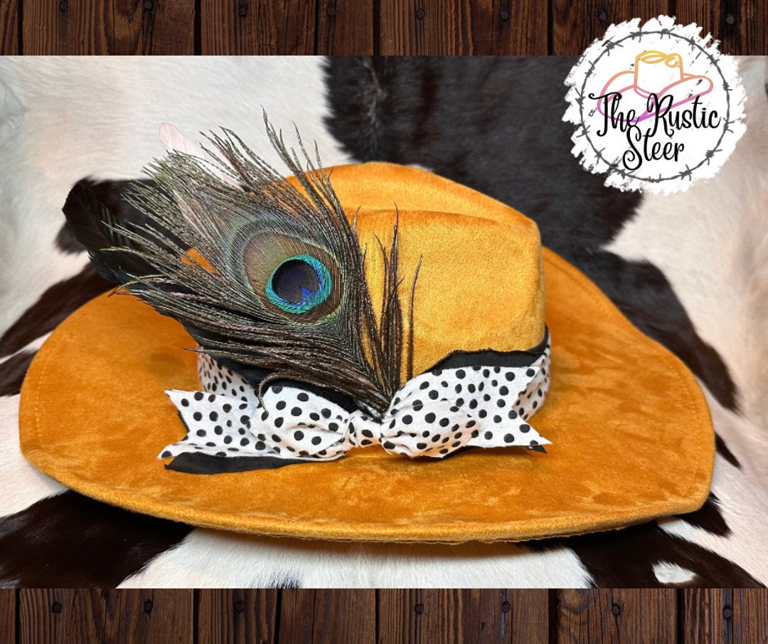 Heat-distressed Large Brim Gold Hat - Etsy