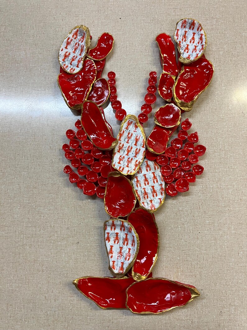 Coastal Red Oyster Shell Lobster - Etsy
