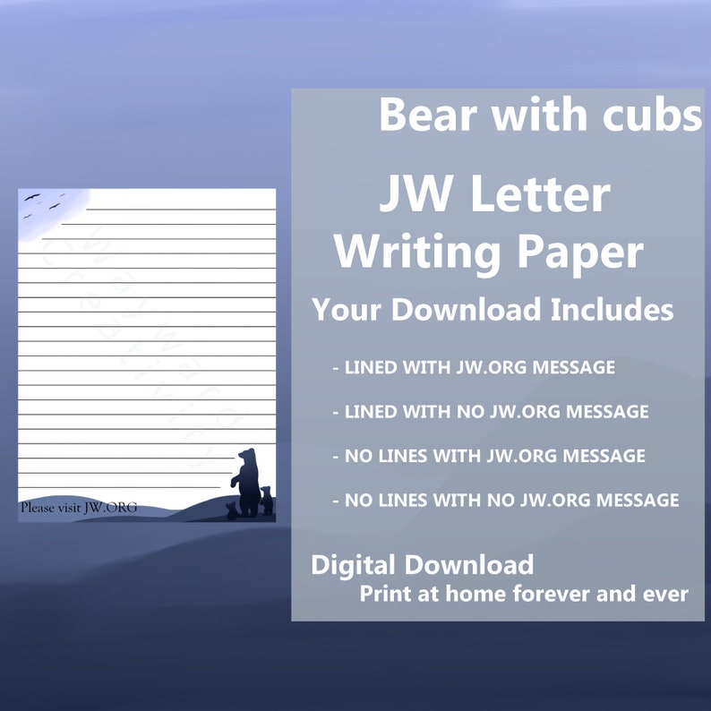 JW Letter Writing Paper Digital Download Lined Website Standing Bear ...