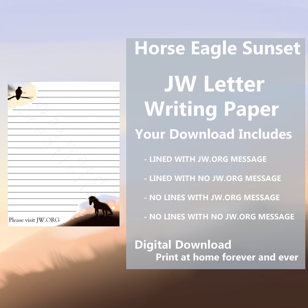 Buy JW Letter Writing Paper Digital Download Lined Website Horse ...