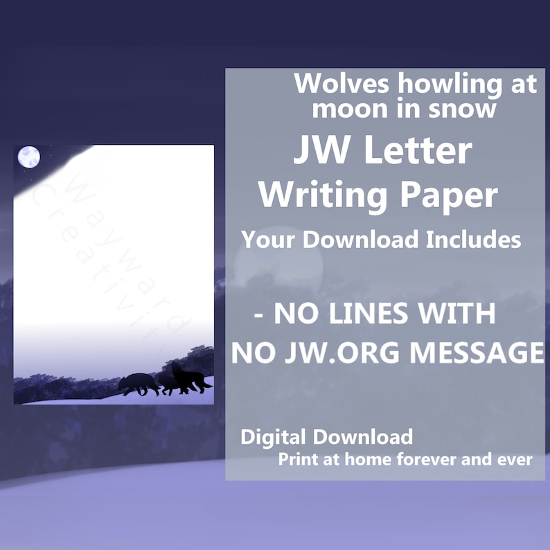 JW Letter Writing Paper Digital Download Lined Website Wolves Walking ...