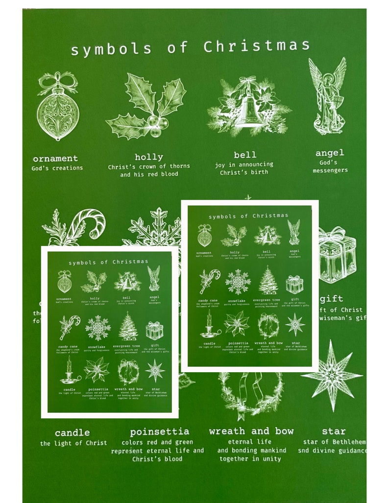 Symbols of Christmas Print With 12 Traditional Graphics and Meanings ...
