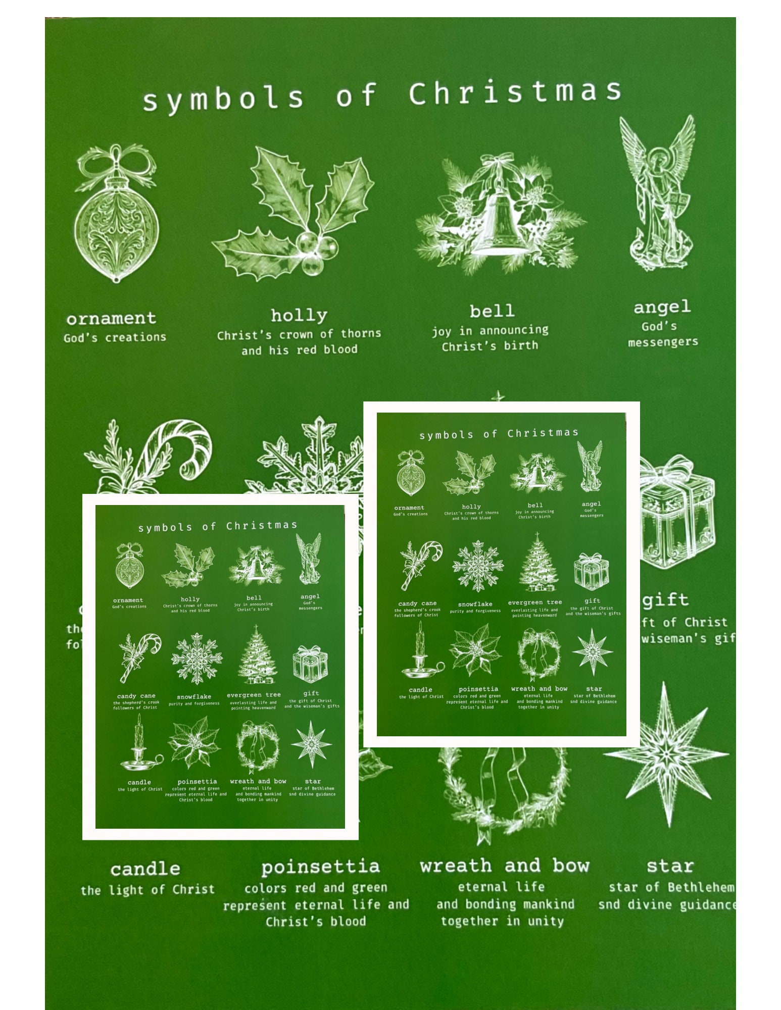 Symbols of Christmas Print With 12 Traditional Graphics and Meanings ...