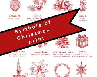 Symbols of Christmas Print With 12 Traditional Graphics and Meanings ...