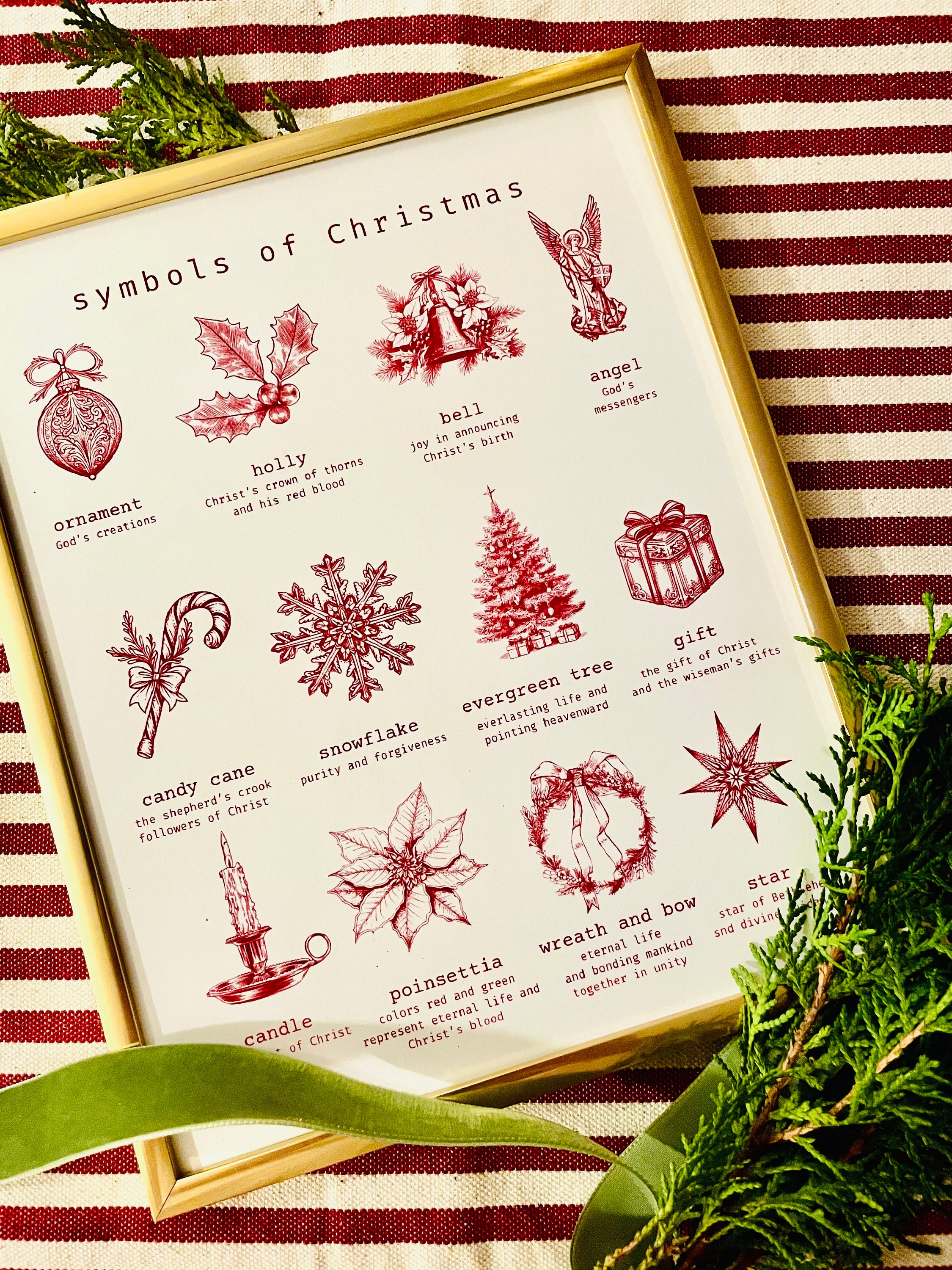 Symbols of Christmas Print With 12 Traditional Graphics and Meanings ...