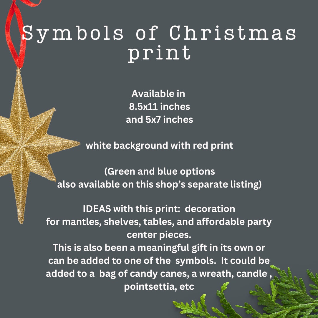 Symbols of Christmas Print With 12 Traditional Graphics and Meanings ...