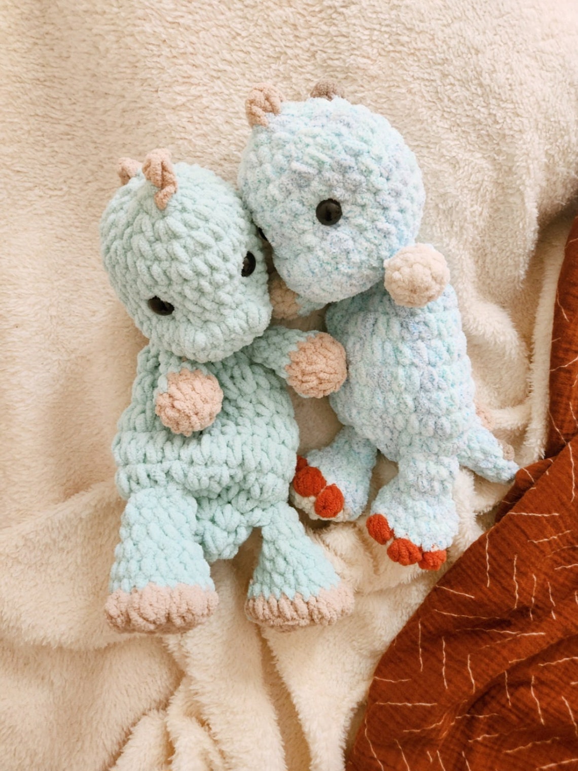 Tito T-rex Dinosaur Snuggler Heirloom Crochetlovey, Dino Snuggler, Baby ...