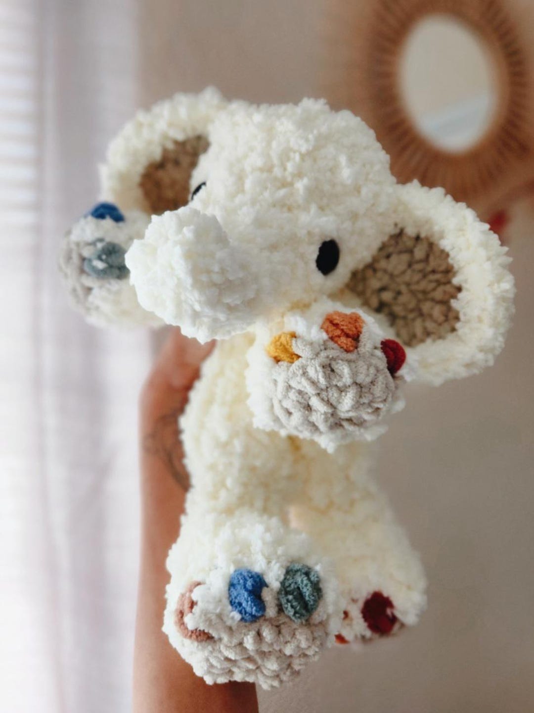 Fuzzy Elephant |may the Elephant Heirloom Lovey, Fluffy Cream Elephant ...