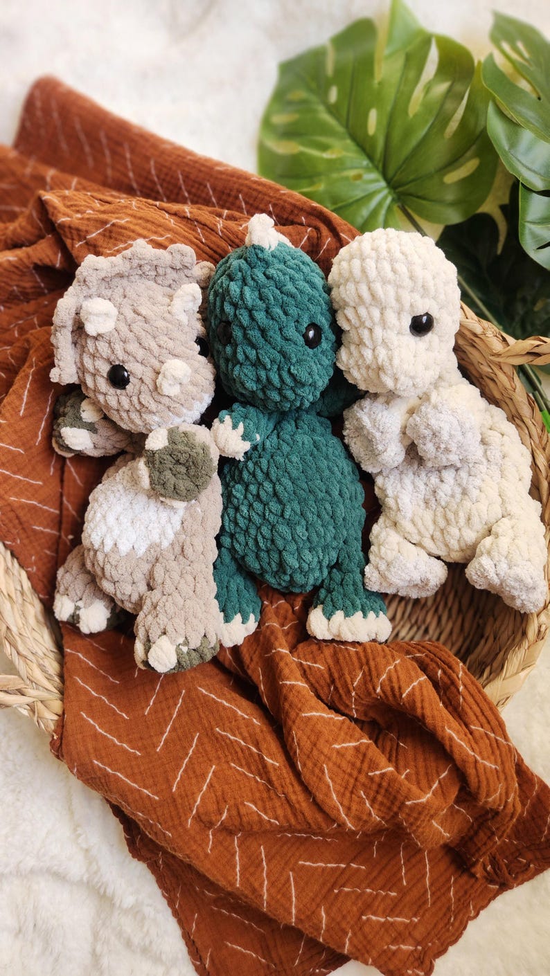 Dino Snuggler Crochet Pattern Bundle | T-rex, Triceratops, Diplodocus ...