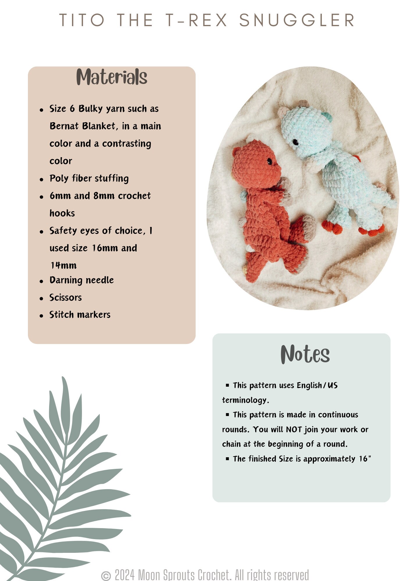 Tito the T-rex Snuggler Pattern, Crochet Amigurumi Dinosaur Lovey, PDF ...