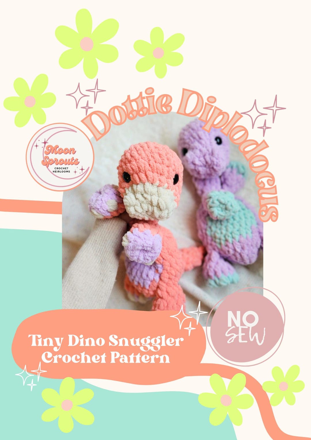 Tiny Diplodocus Crochet Pattern | No-sew Dino Snuggler (PDF Download ...