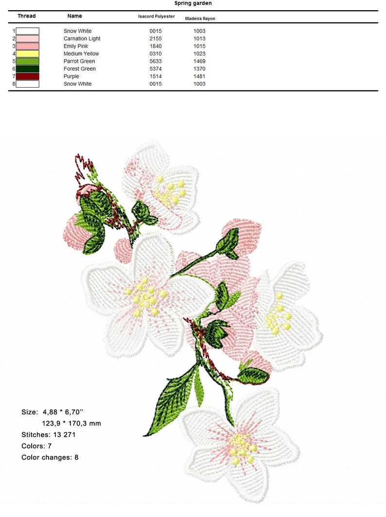 Floral Machine Embroidery Design With Apple Blossom. Embroideries ...