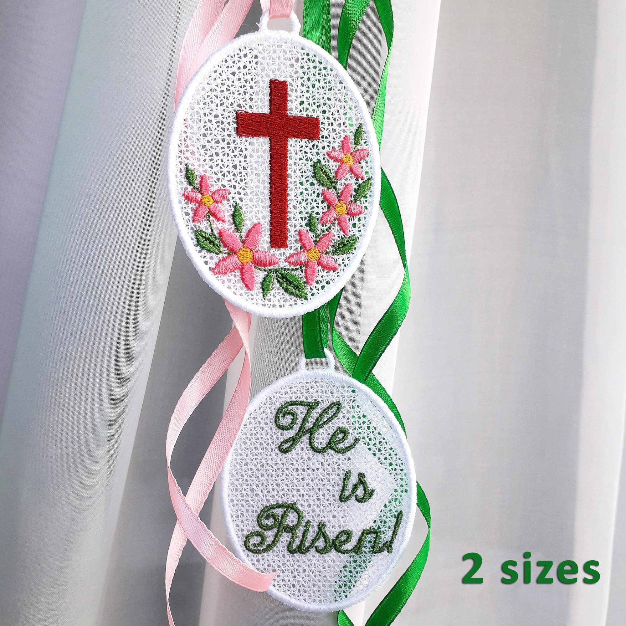 Easter FSL in 2 Sizes. He is Risen. Cross and Flowers. Machine ...