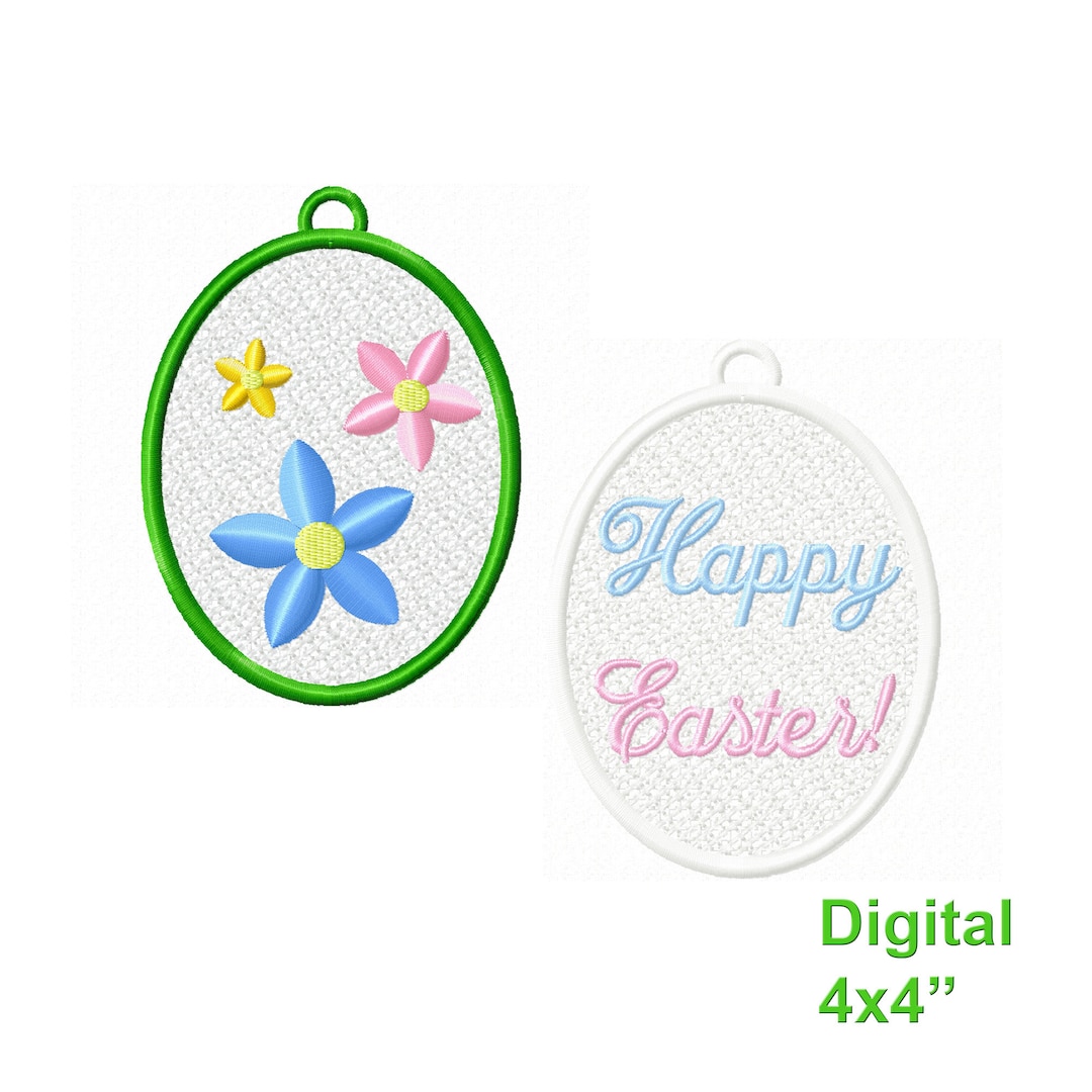 FSL Easter Egg Ornament. Set of 2 Machine Embroidery Designs With a Wish Happy Easter and Daisy ...