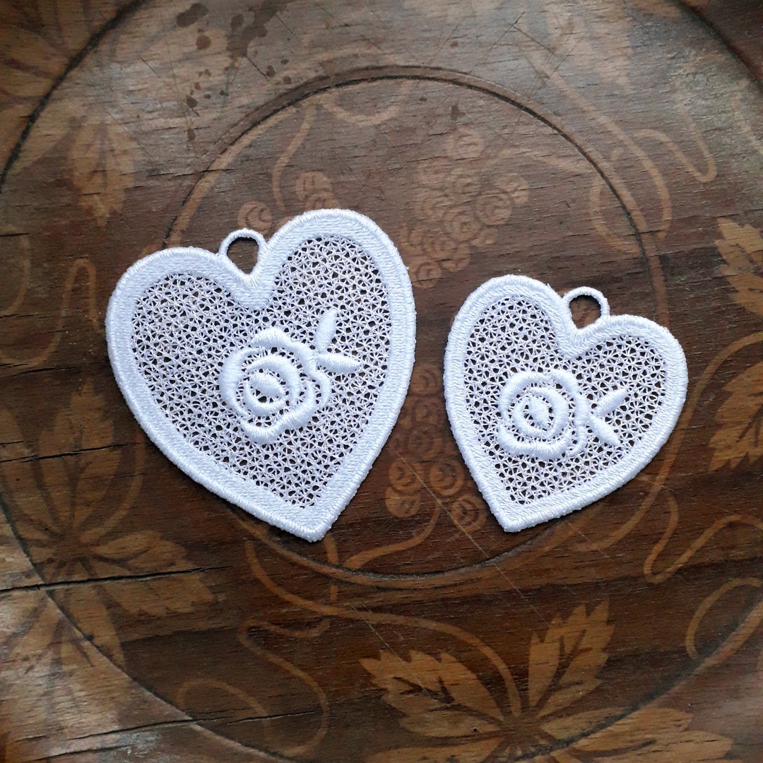 FSL Heart & Rose Machine Embroidery Design for a - Etsy