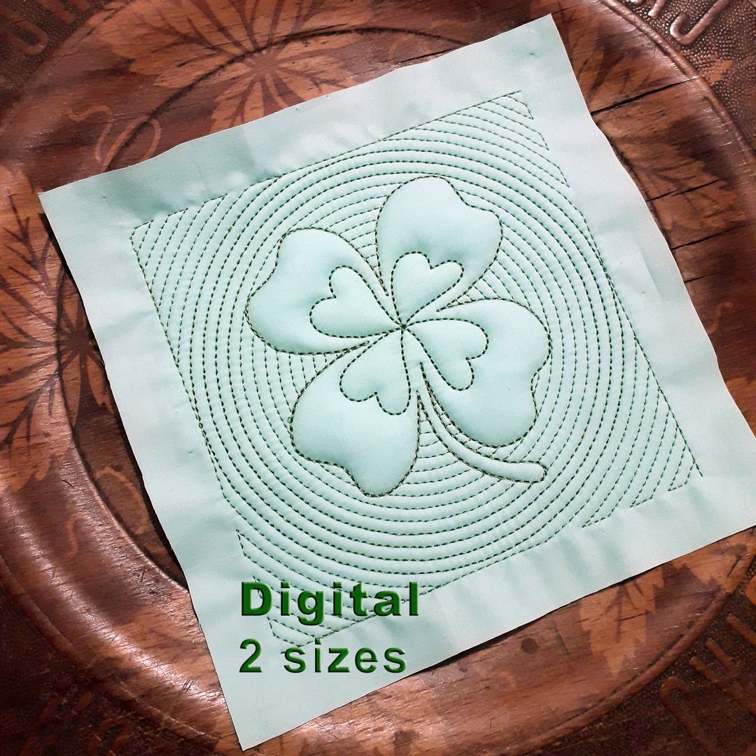 Shamrock Quilting , Clover ITH Digital Block — Machine Embroidery ...