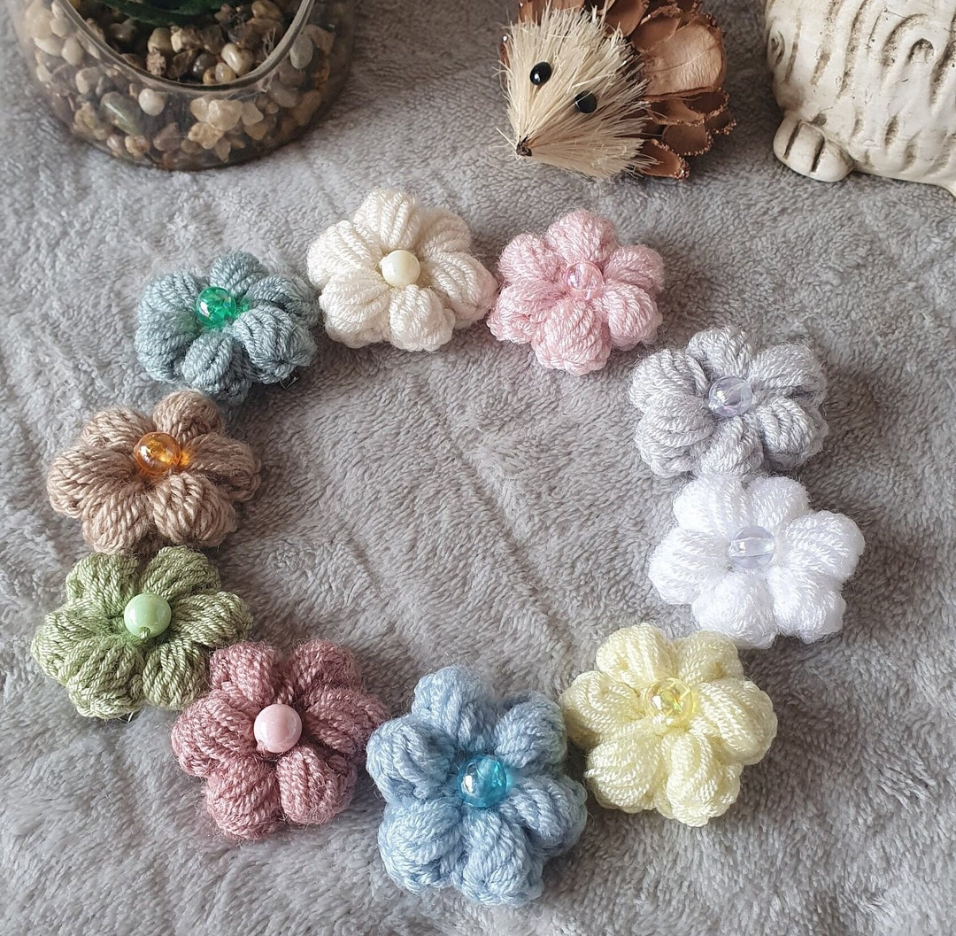 Cute Crochet Hair Clip, Puff Stich Hair Clip, Crocodile Hair Clip ...