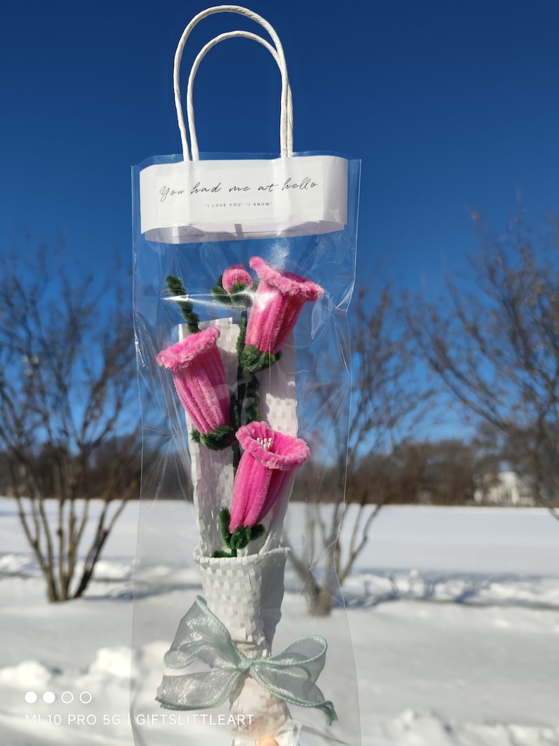 Pipe Cleaners Handmade Flower Bouquet, Finished Product, Thank You Gift ...