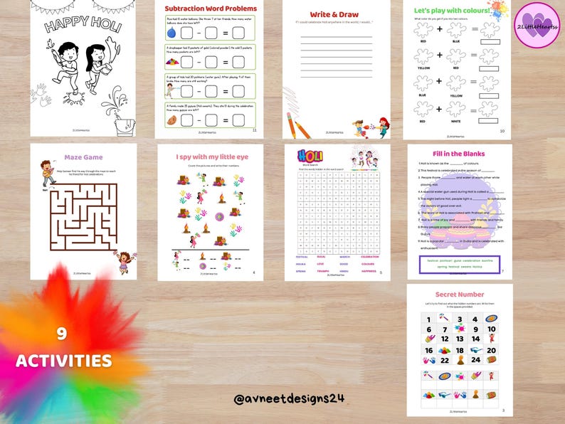 Holi Activity Bundle, Holi Coloring Pages, Printable Holi Themed ...