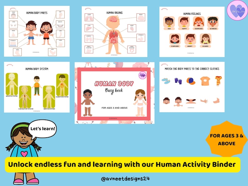 My Human Body Busy Book, Human Anatomy Activity, Organ Matching, Body ...