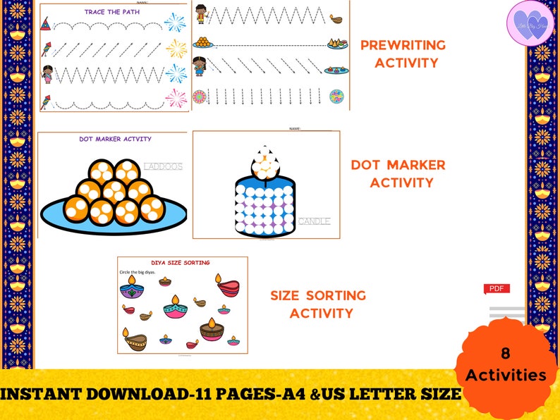 Diwali Printable Activity Bundle Includes Colouring, I Spy , Counting ...