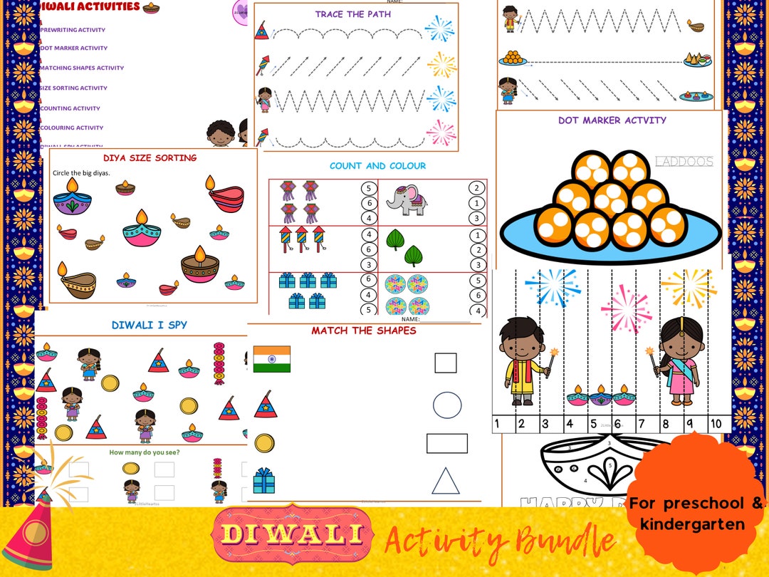 Diwali Printable Activity Bundle Includes Colouring, I Spy , Counting ...