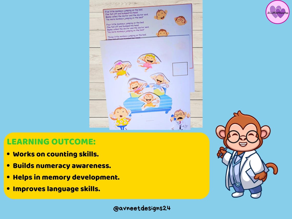 Five Little Monkeys Printable Nursery Rhyme Song Activity - Etsy Canada