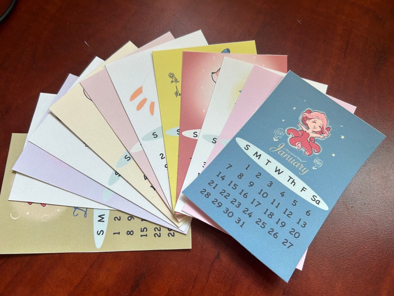 Mini Calendar Monthly Illustration 2024 | Printable Cute Minimalist ...