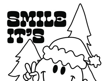 Printable Retro Christmas Coloring Pages, Groovy Christmas Color Sheets ...