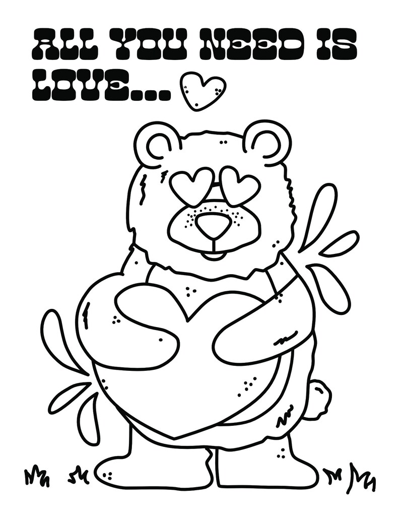 7 GROOVY VALENTINE’S Day Coloring Pages - Etsy