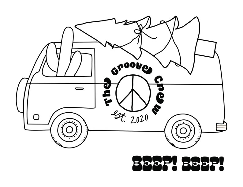 6 GROOVY Christmas Coloring Pages - Etsy